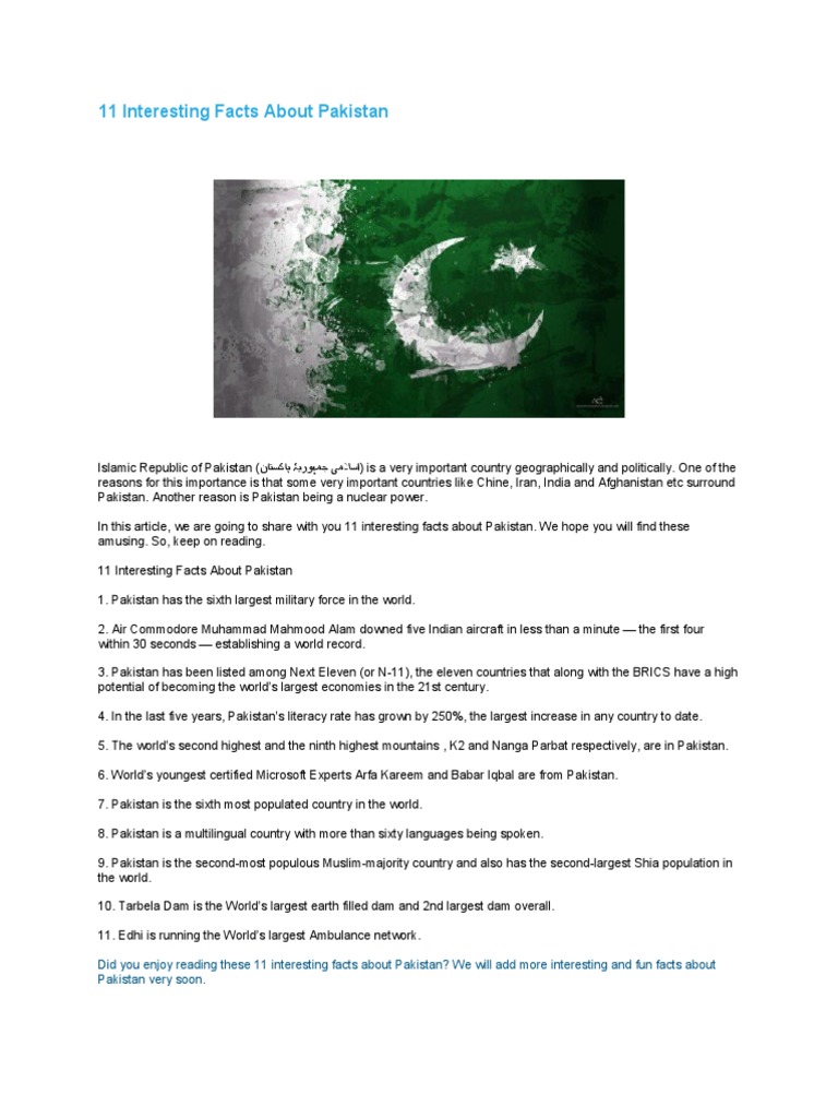 11 Interesting Facts About Pakistan | PDF