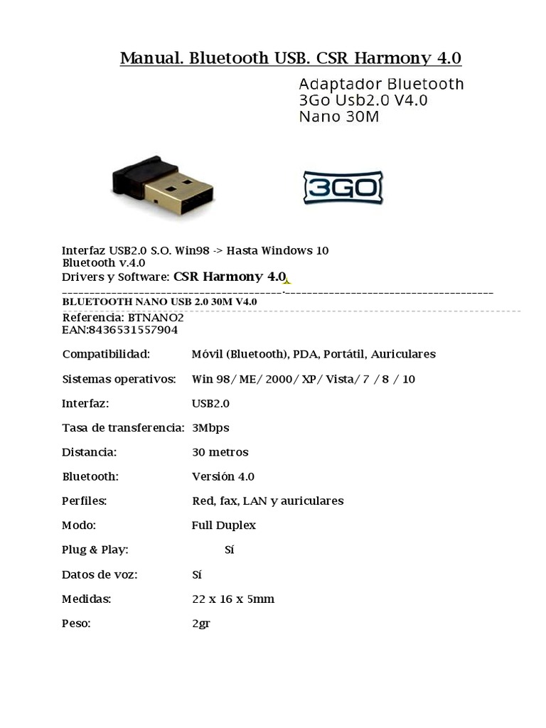 Manual CSR Harmony Bluetooth 4.0 | PDF | Bluetooth | Protocolo de ...