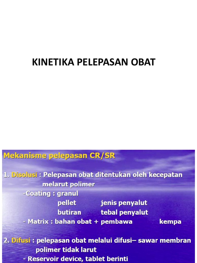 Kinetika Pelepasan Obat dan Perhitungan Disolusi | PDF