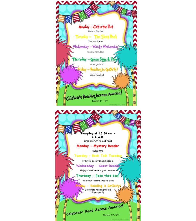 Read Across America Dress Up Schedule | PDF