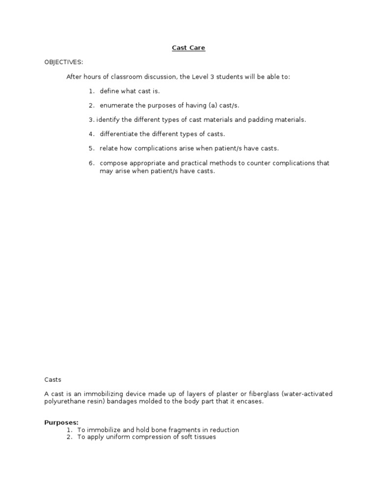 Casts and Cast Care | PDF | Human Leg | Hip