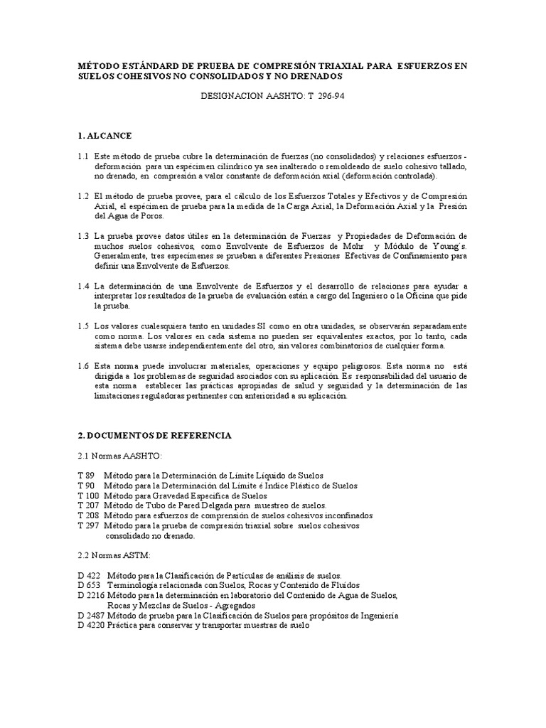 Aashto T-296 Traduccion | PDF | Presión | Pistón