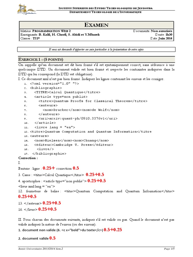 Examen Prog Web II.2014 Avec Correction | PDF | Html | Informatique