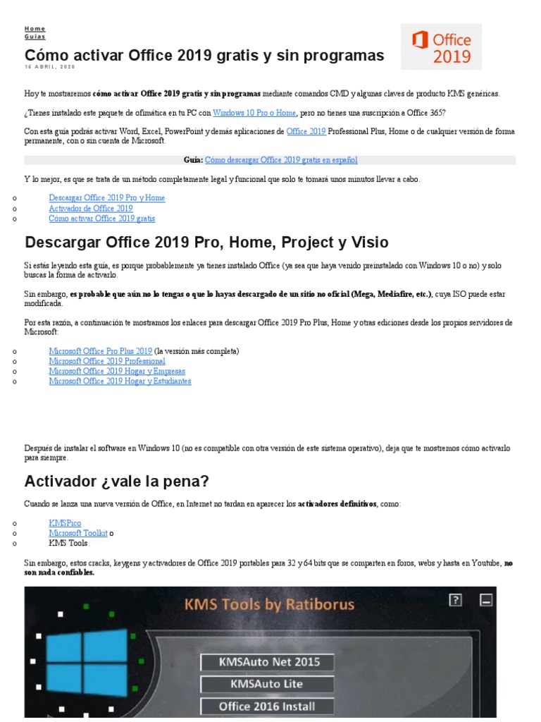 Claves para Activar Office 2019 GENERICAS | PDF | Microsoft Office ...
