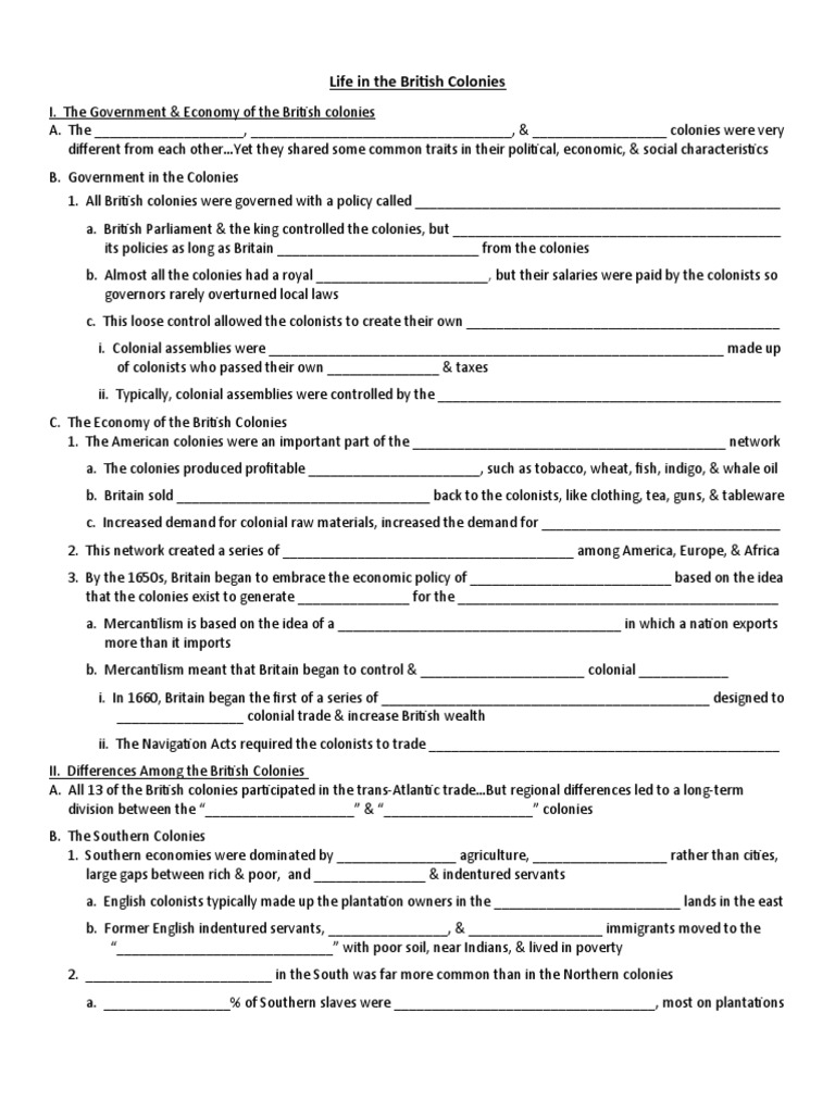 Colonial Life Cornell Notes | PDF | Thirteen Colonies | Colonial ...