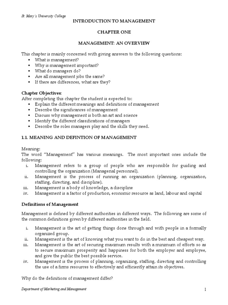 Introduction To Management Chapter 1 | PDF | Goal | Human Resources