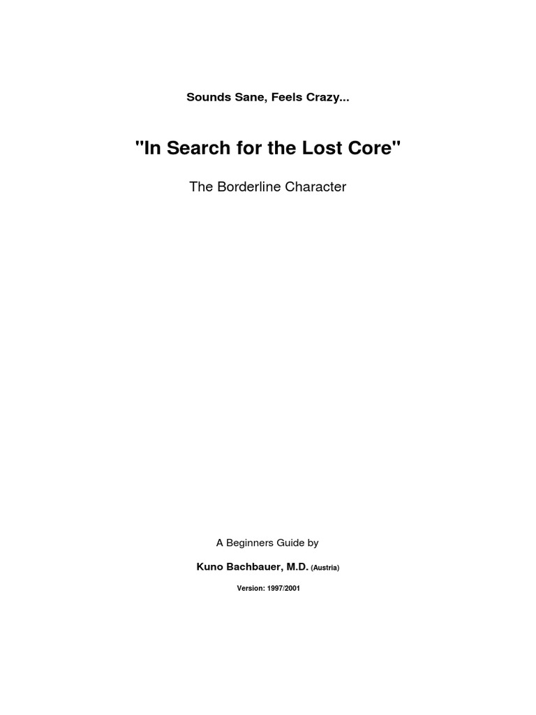 Borderline Paper Original Version 97 | PDF | Self | Psychoanalysis