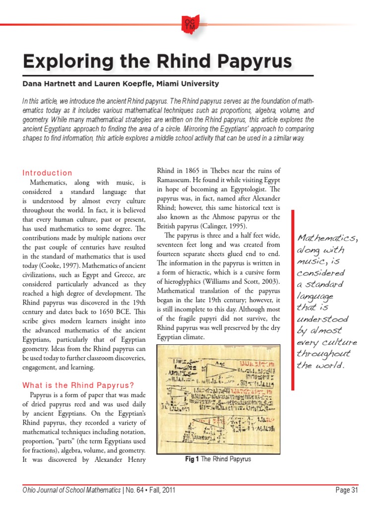 The Rhind Papyrus | PDF | Area | Papyrus