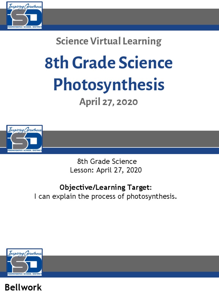 Science Virtual Learning: 8th Grade Science Photosynthesis | PDF ...