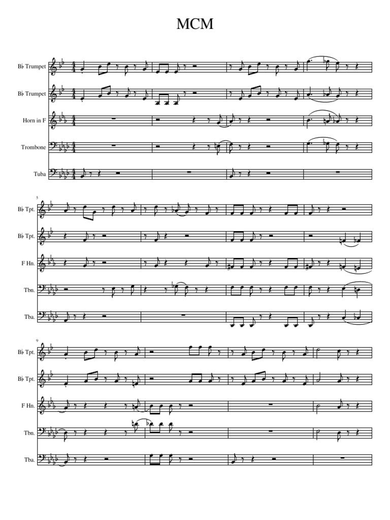 Mii Channel Music For Brass Quintet-Score and Parts | PDF | Musical ...