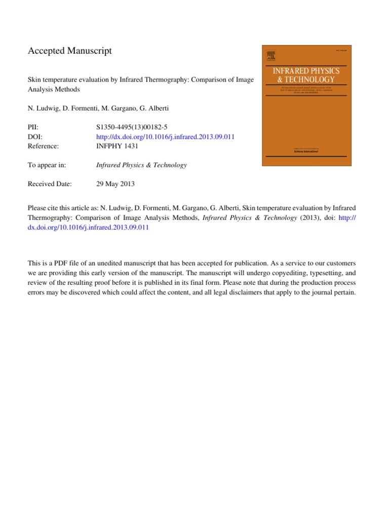 Accepted Manuscript: Infrared Physics & Technology | PDF | Thermography ...