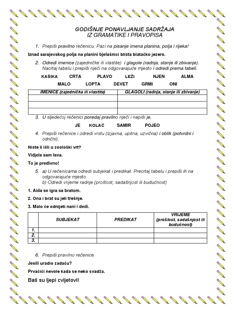 Jezik Priprema Kontrolni Rad | PDF