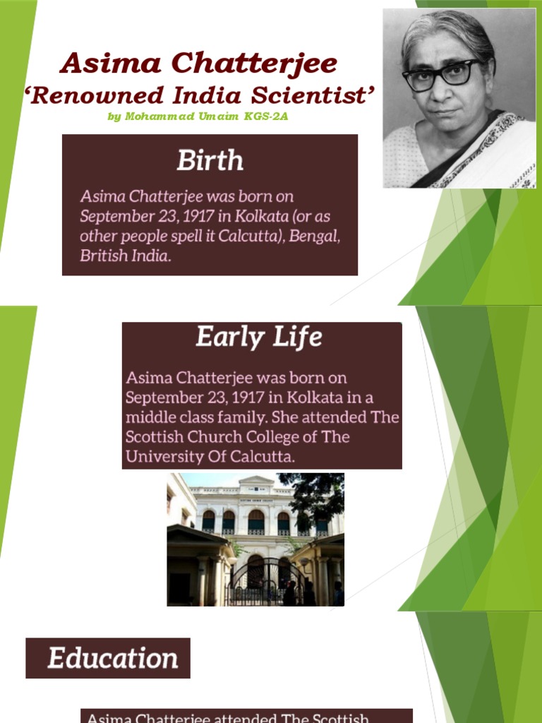 Asima Chatterjee-Renowned Indian Scientist. | PDF