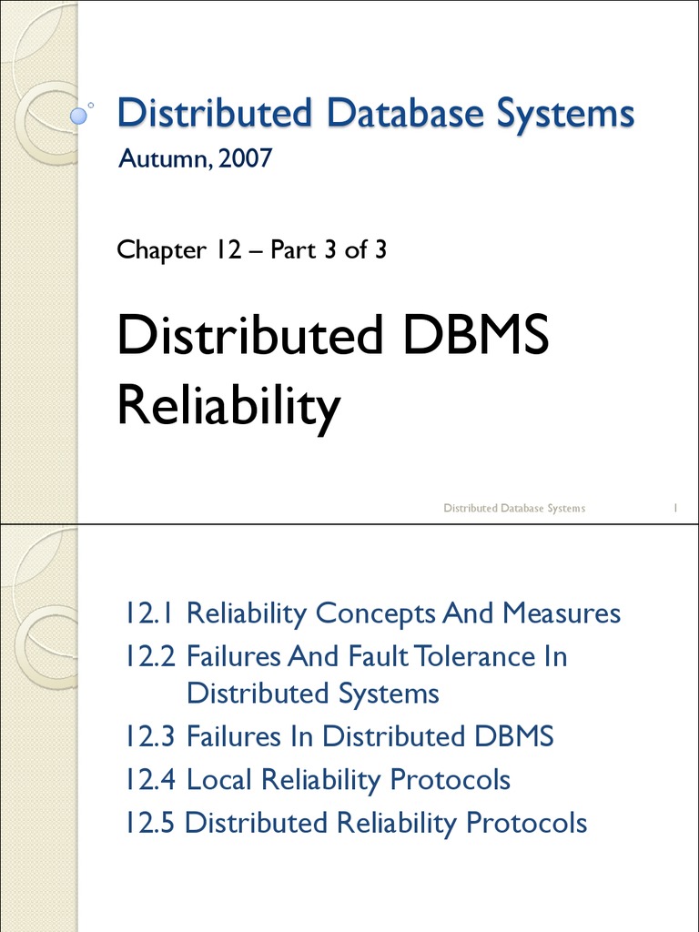 Distributed DBMS Reliability - 3 of 3 (Good) | PDF | Database Transaction | Databases