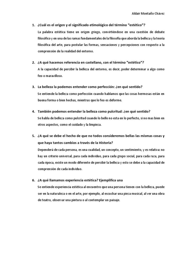 CUESTIONARIO | PDF | Estética | Belleza