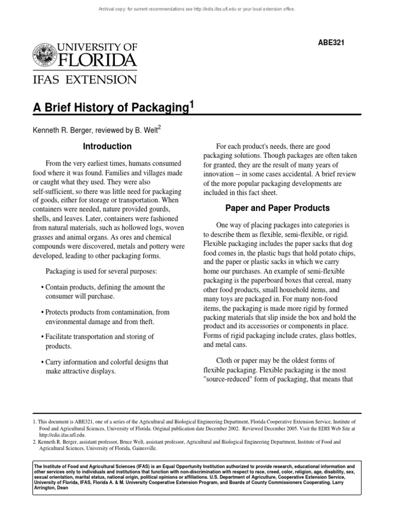 A Brief History of Packaging. Berger | PDF | Packaging And Labeling ...