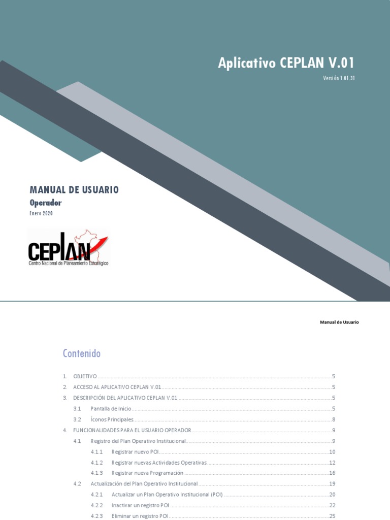 Manual Usuario Operador AplicativoCEPLANV01 | PDF | Ventana (informática) | Interfaces gráficas ...
