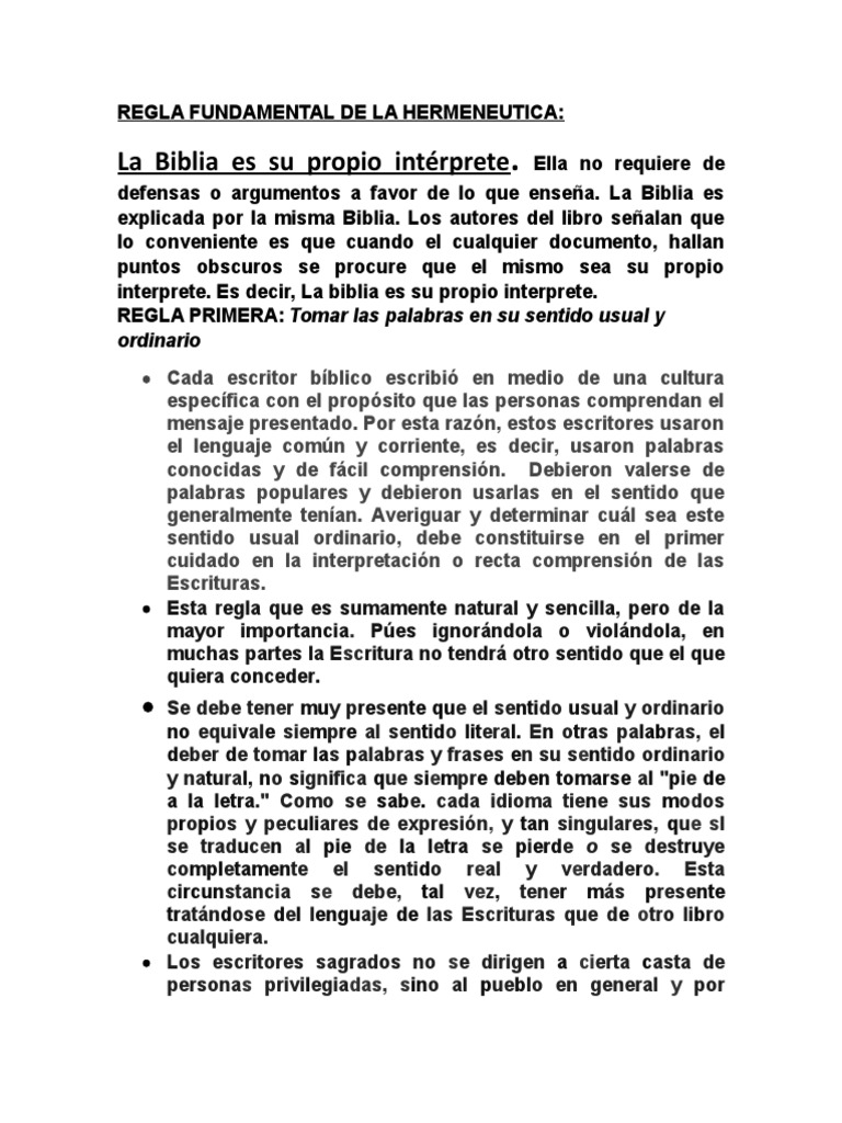 Regla Fundamental de La Hermeneutica | PDF