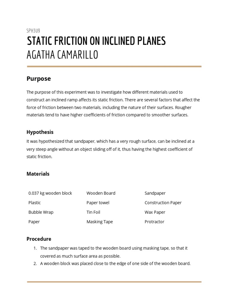 Static Friction Lab | PDF | Friction | Mechanical Engineering