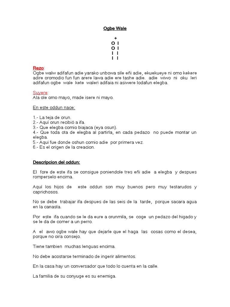 Ogbe Wale | PDF | Santeria | Religión y creencia