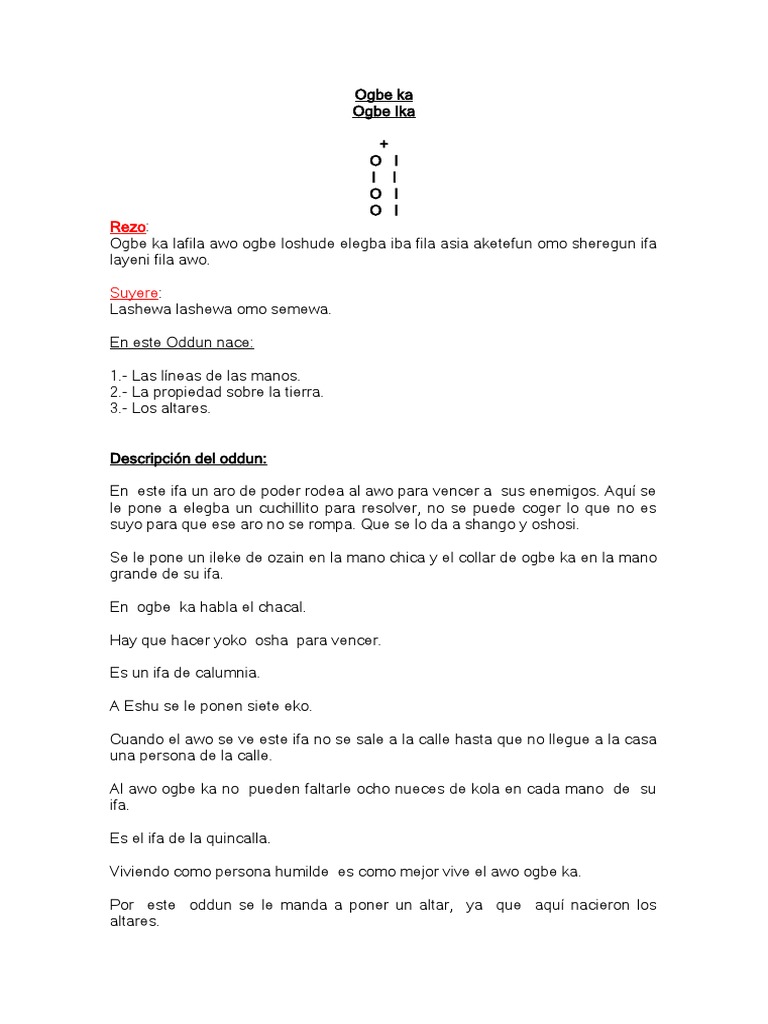 Ogbe Ka | PDF | Santeria | Religión y creencia