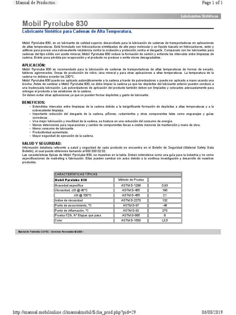 Mobil Pyrolube 830 | PDF | Lubricante | Química
