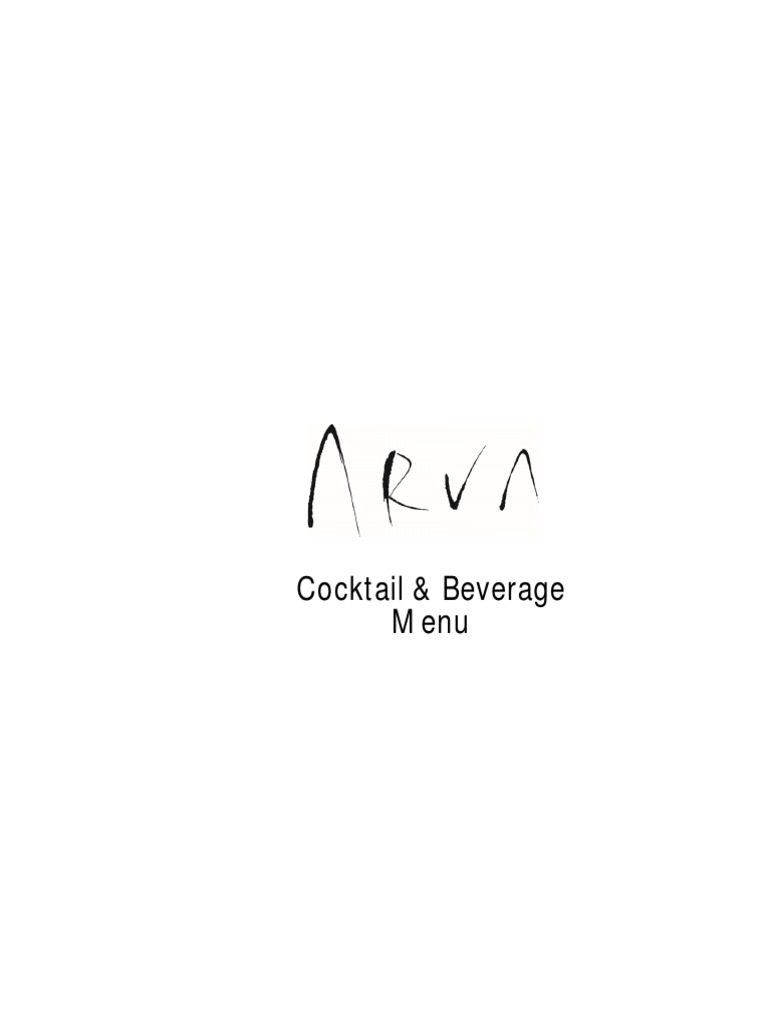Arva Beverage Menu | PDF | Drink | Distilled Drinks