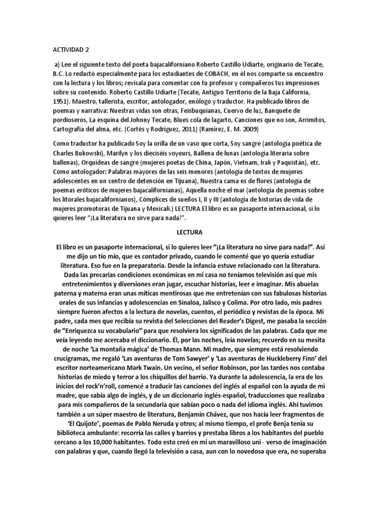Encuentro con la lectura de Udiarte | PDF | Escritura | Poesía