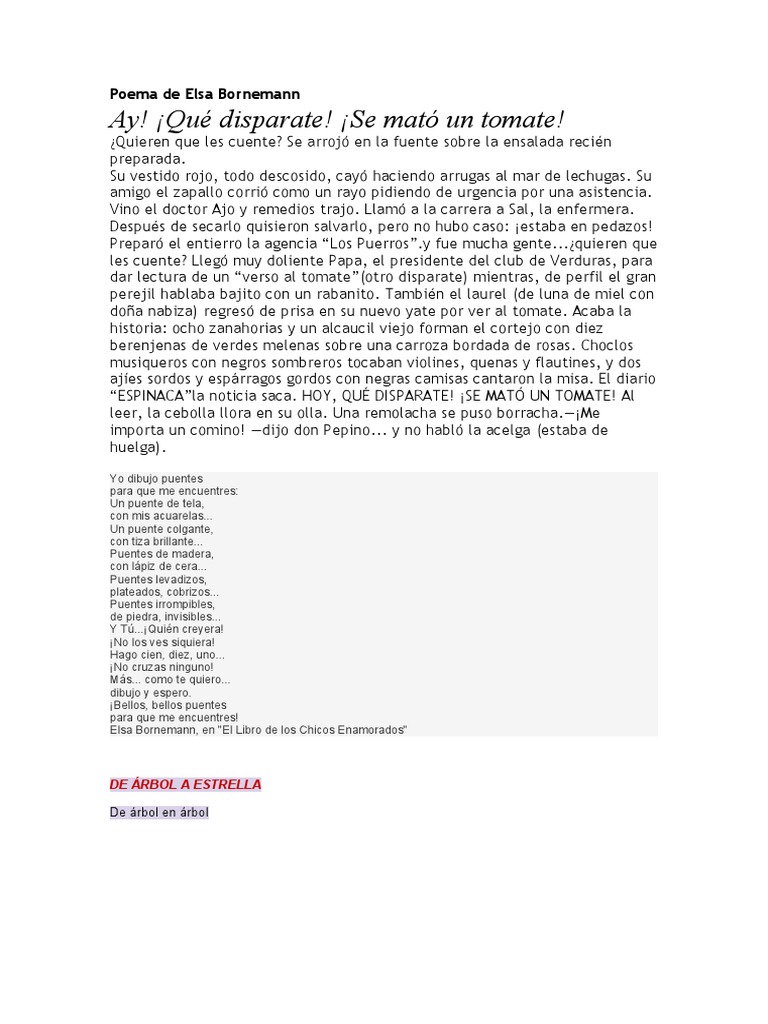 Poema de Elsa Bornemann | PDF | Alimentos | Cocina