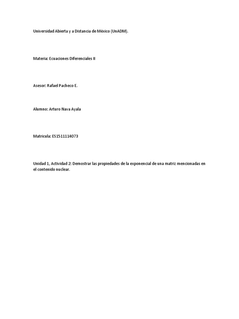 Meidi2 U1 A2 Arna | PDF | Funcion exponencial | Matriz (Matemáticas)