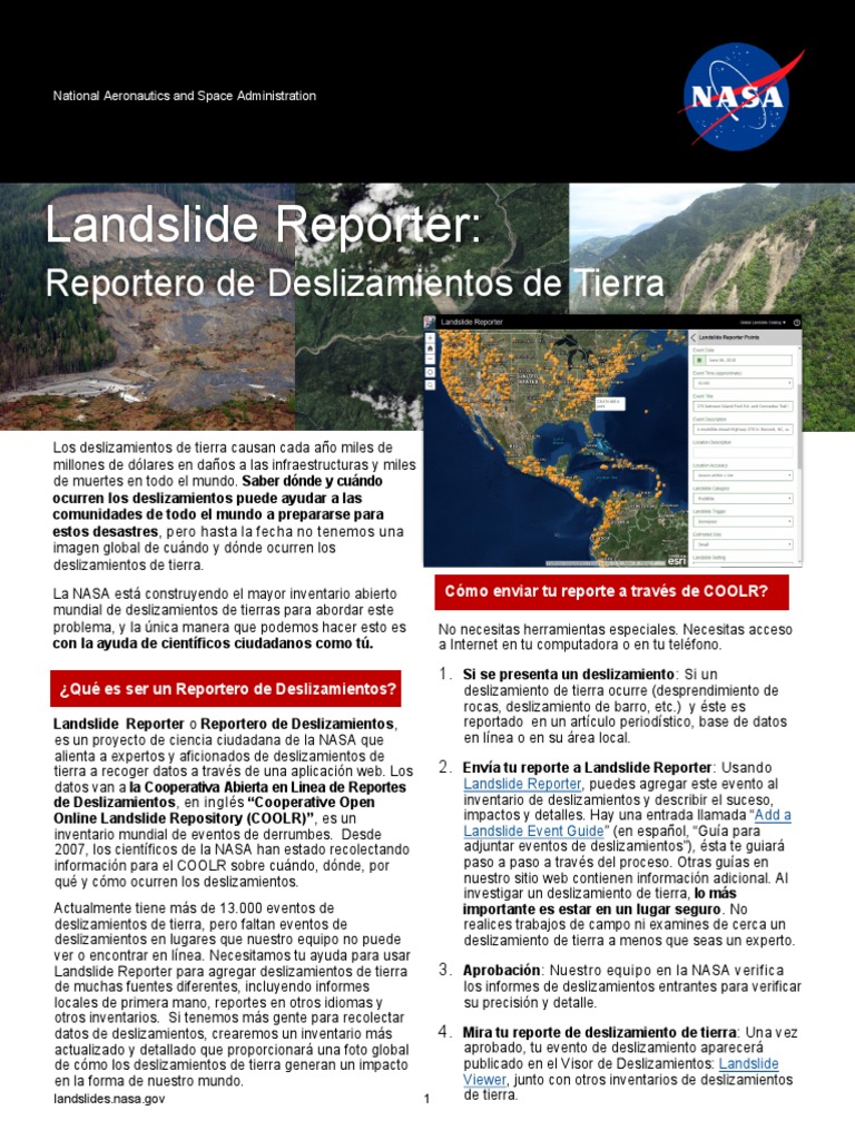LandslideReporter Intro Spanish | PDF | Tierra | Ciclones tropicales