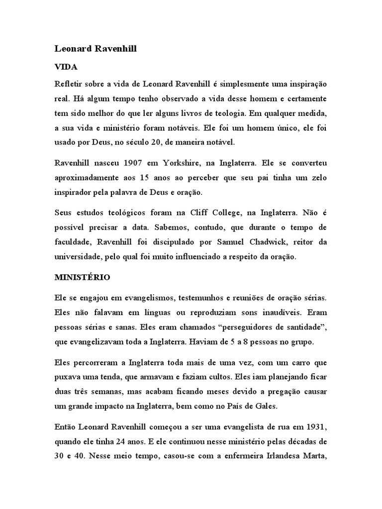 Leonard Ravenhill | PDF | Inglaterra | Pastor