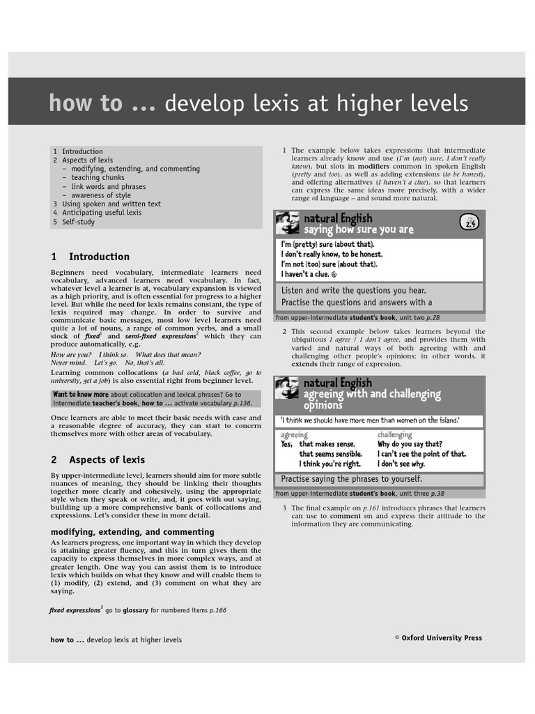 How To Develop Lexis at Higher Levels | Download Free PDF | Vocabulary ...