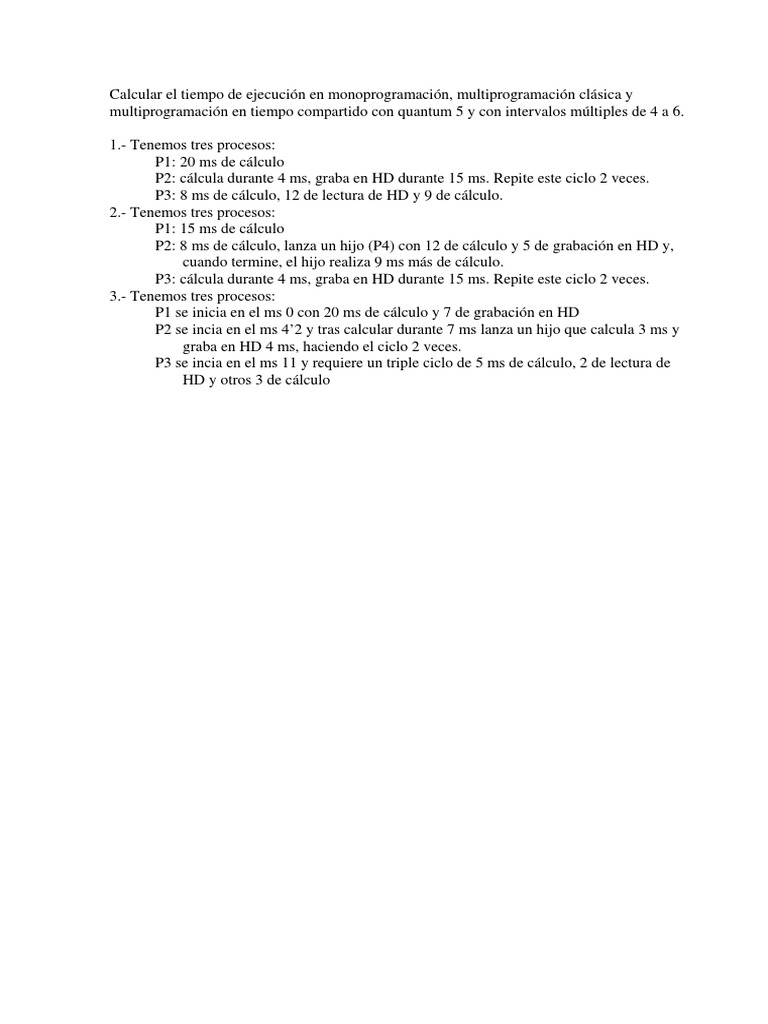 Ejercicios Procesos | PDF