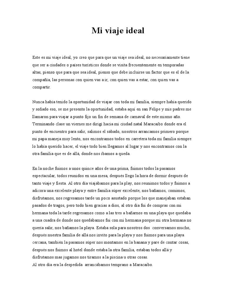 Mi viaje ideal en familia | PDF | Poesía