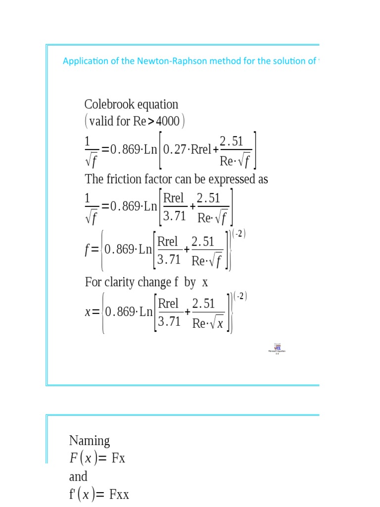 Pipes. Colebrook-White Equation Solved With Newton-Raphson Method | Download Free PDF | Analysis ...