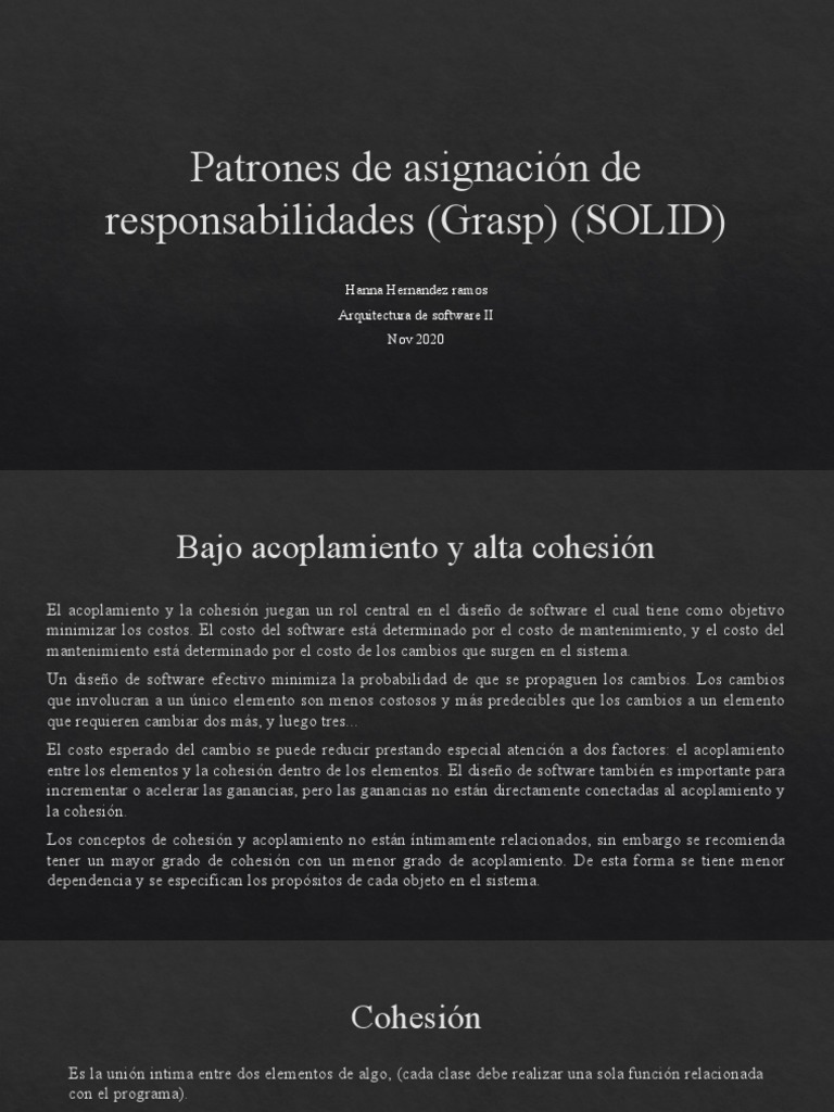 Cohesión y Acoplamiento en GRASP | PDF | Programación de computadoras | Tecnologías de la ...