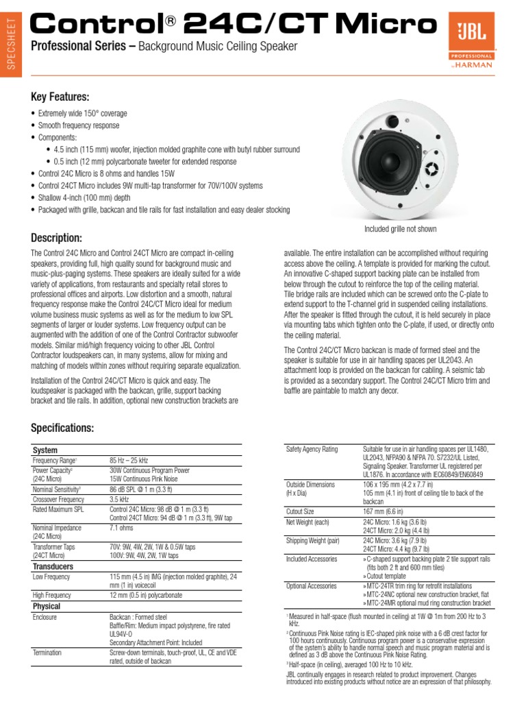Professional Series - Background Music Ceiling Speaker: Key Features ...