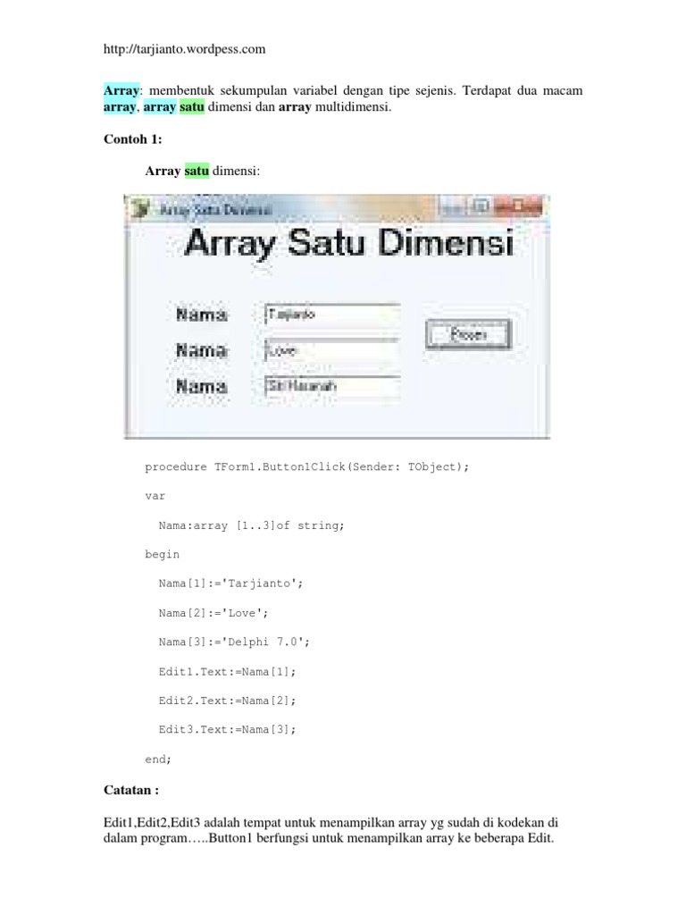 Array Dengan Delphi | PDF