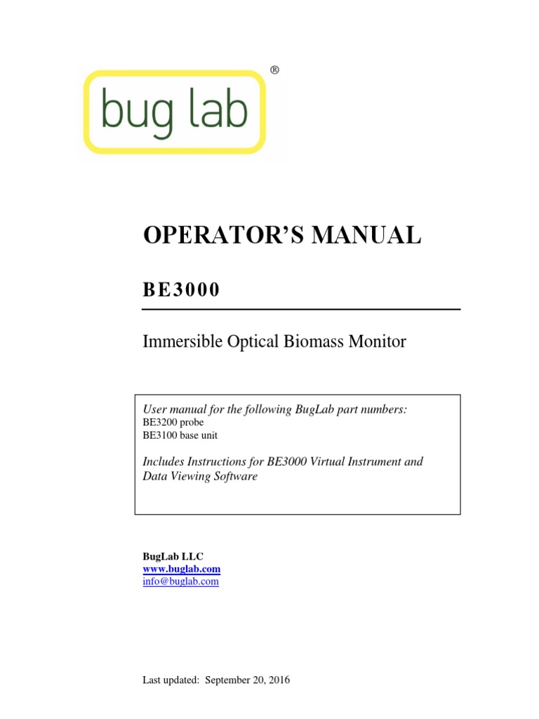 Be3000 Manual 2016 | PDF | Spectrophotometry | Absorbance