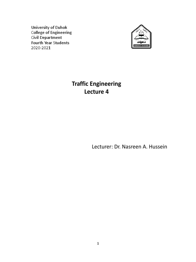 Traffic Engineering-Lecture 4 | PDF | Regression Analysis | Standard Deviation