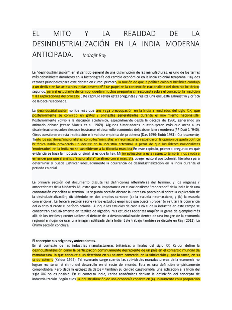 Ray, Indrajit. (2016) - "The Myth and Reality of Deindustrialisation in ...