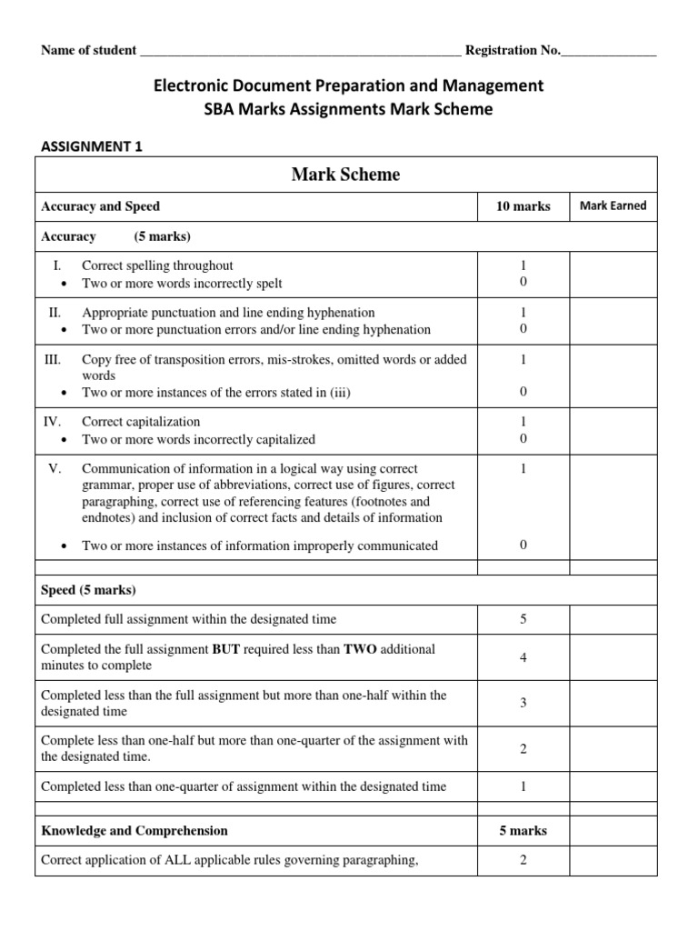 EDPM SBA Mark Scheme 2014-2015 | PDF | Page Layout | World Wide Web
