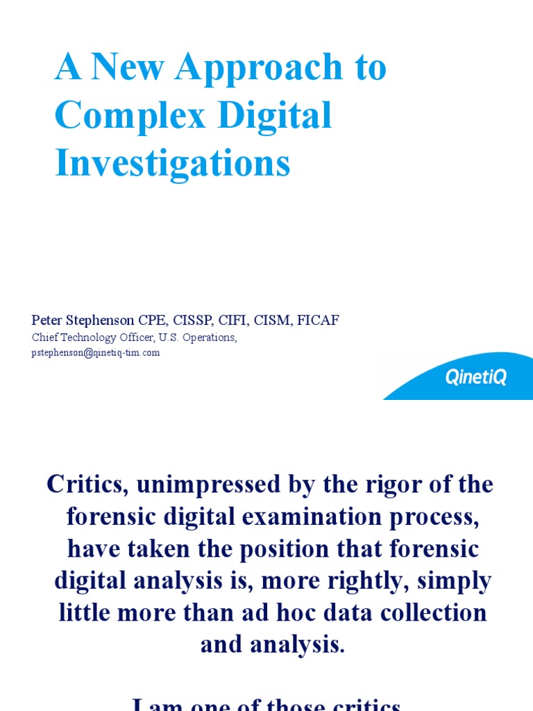 New Approaches To Complex Digital Investigation | PDF | Digital ...