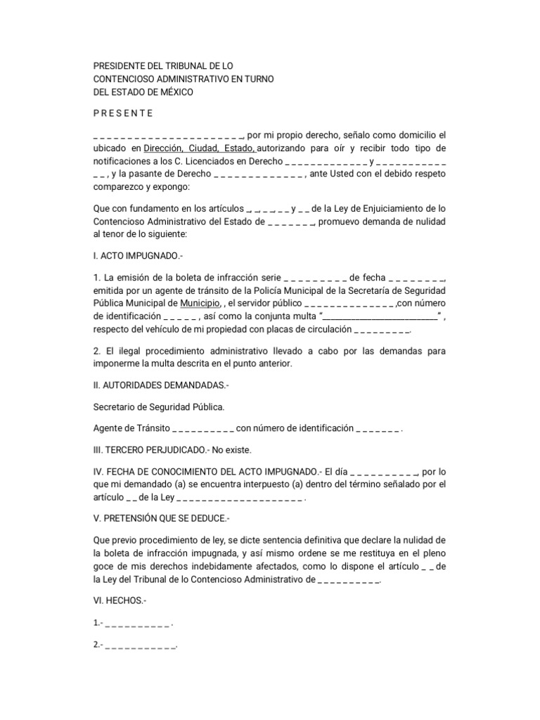 Impugnación Multa de Transito | PDF | Demanda judicial | Ley Pública