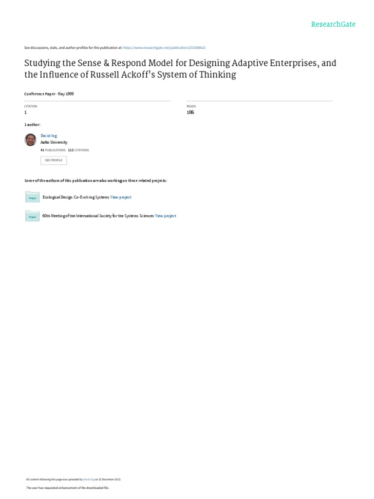 Studying The Sense Respond Model For Designing Ada | PDF | System ...