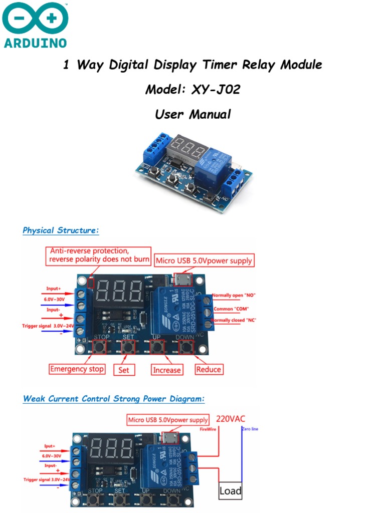 1 Way Digital Display Timer Relay Module Model: XY-J02 User Manual | PDF | Trigger (Firearms ...
