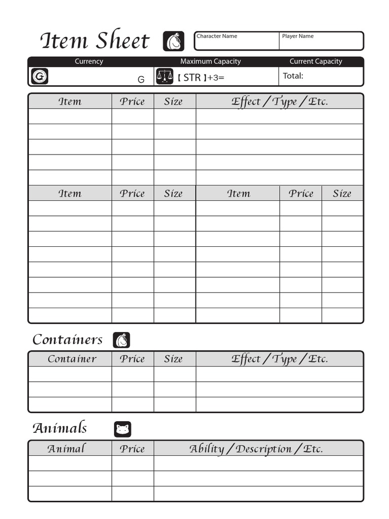Item Sheet | PDF