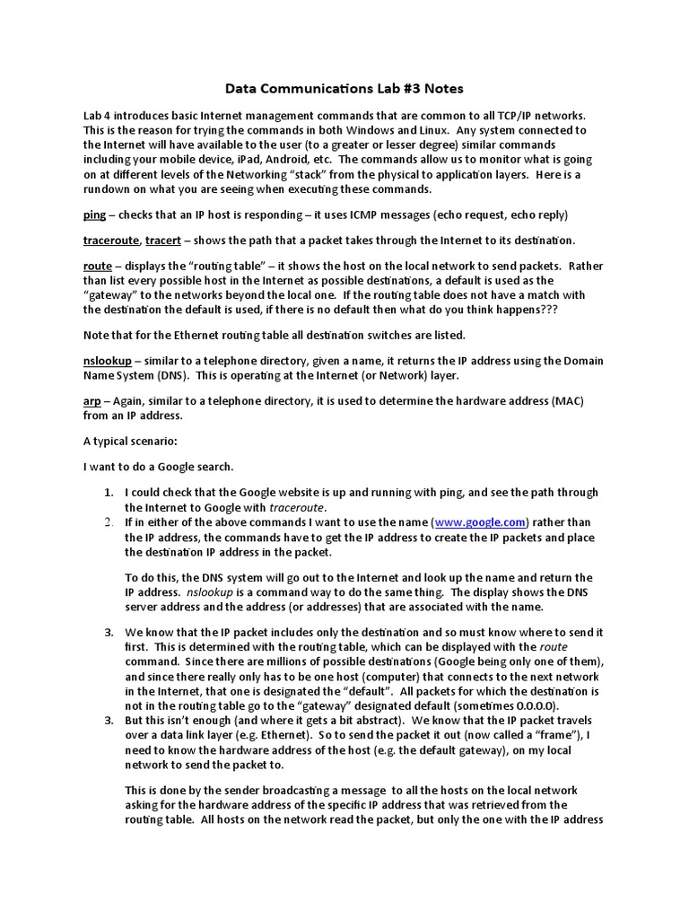 Data Communications Lab 3 NOTES | PDF | Computer Network | Wide Area ...