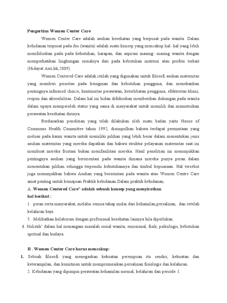 Pengertian Women Center Care | PDF